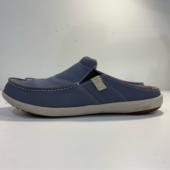 Spenco | Shoes | Spenco Siesta Slide Blue Leather Wool Lining Slip On ...